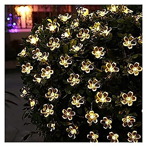HUADA Solar Flower String Lights Outdoor,Waterproof LED Morning Glory Flower Solar Fairy String Lights for Gardens Homes Christmas Party Holiday Decorations