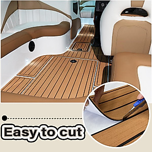 HZCHIONE 3M EVA Foam Boat Decking Boat Flooring 94x45in Self Adhesive Boat Mat Sheet Non-Slip Faux Teak Boat Flooring Deck for Yacht Fish Pontoon Boat Floor