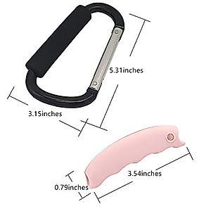 Grocery Bag Holder Shopping Bag Handle Carry Hook Aluminium Large Snap Hook Hanger with Soft Grip, 5 Pack