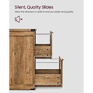 VASAGLE File Cabinet, Filing Cabinet with 2 Drawers, Printer Stand, Fit A4, Letter Size, Hanging File Folders, Modern Farmhouse Style, for Home Office, Study, Honey Brown UOFC048T41