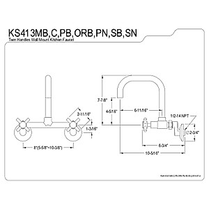 Kingston Brass KS413PB Concord Kitchen Faucet, 6-11/16" in Spout Reach, Polished Brass