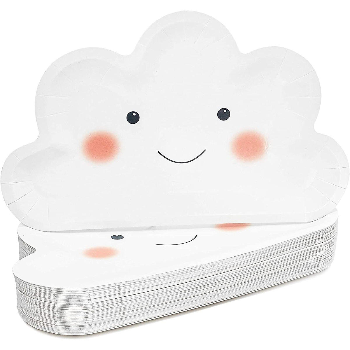 Sparkle and Bash Cloud Party Plates for Baby Shower or Birthday Party (6.4 x 10 In, White, 48 Pk)