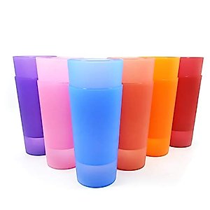 Unbreakable 26-ounce Plastic Tumbler Drinking Glasses, Set of 12 Multicolor, Bright Color- Dishwasher safe, BPA Free