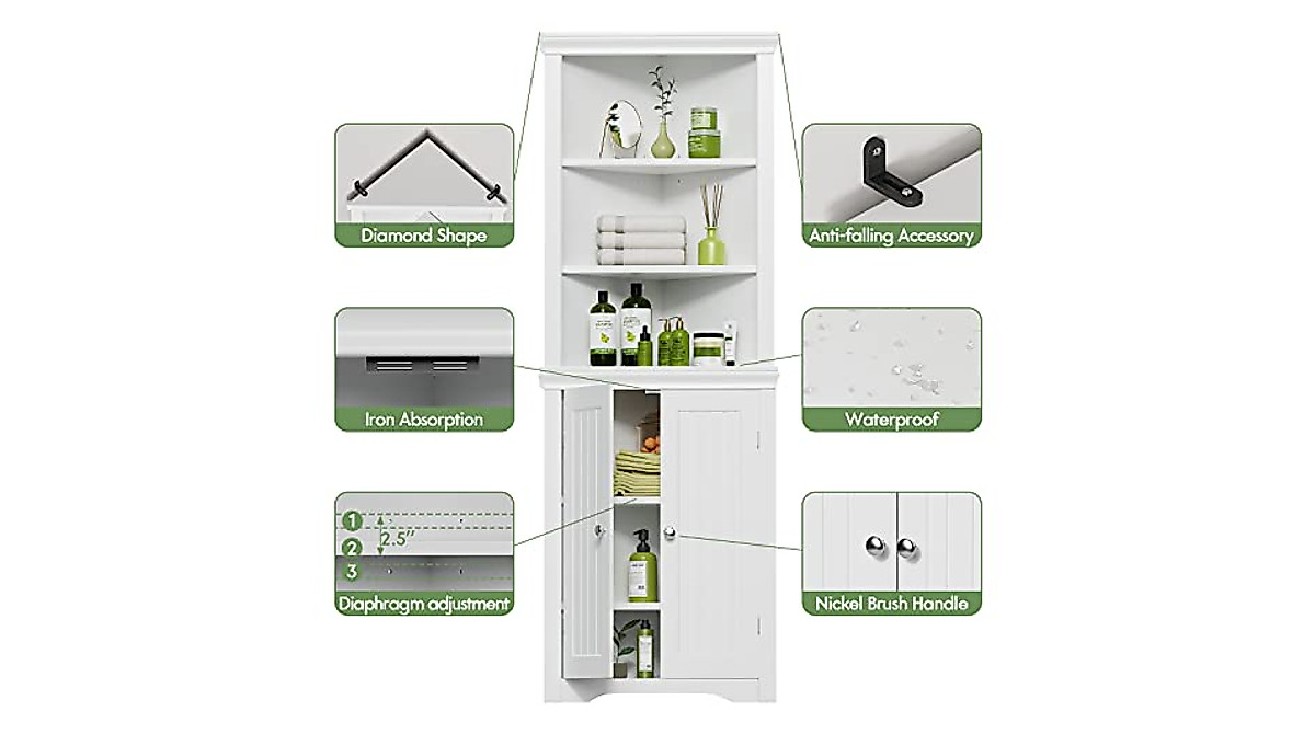 YESHOMY Corner Cabinet Shelves – Space-Saving Storage Solution
