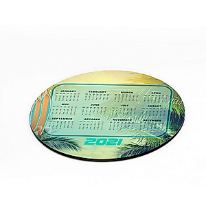 Pixxel Creations | Round Mouse Pad | 2021 Calendar | Gaming | Office | Desk | Home | Gift | Décor | Surf Pardise