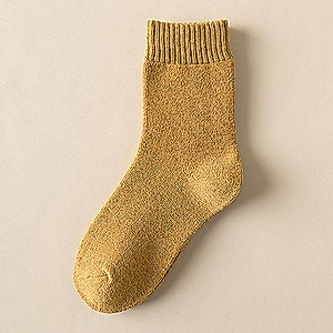 Casual Plain Socks for Women Winter Warm Socks Thermal Thick Cozy Soft Cotton Quarter Crew Socks