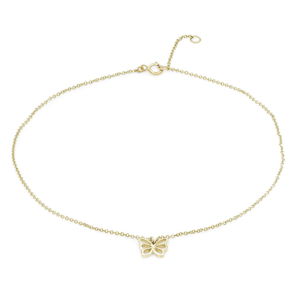 JEWELEXCESS Ankle Bracelet for Women – 14k Gold-Plated Anklets for Women – Butterfly Anklets for Women, Ankle Bracelets for Women – Adjustable 11 Inch Anklet – Butterfly Gifts for Women