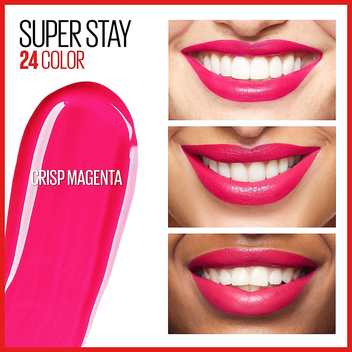 Maybelline Super Stay 24, 2-Step Liquid Lipstick Makeup, Long Lasting Highly Pigmented Color with Moisturizing Balm, Crisp Magenta, Neon Pink, 1 Count