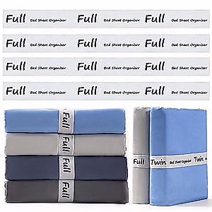 OS OMYSTYLE Closet Organization Sheet Straps 4 Pieces, Bed Sheet Organizer Bands, Elastic Bed Sheet Storage Sheet Keepers, Linen Labels Bedding Bands-King Size