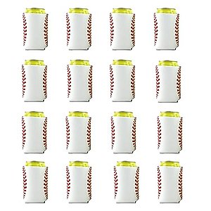 Neoprene Baseball Can Coolers Sleeves: 16PCS Beer Bottle Cup Insulator Can Sleeves for Beer Reusable Baseball Lovers Gifts for Hot and Cold Drinks Soda Game Party