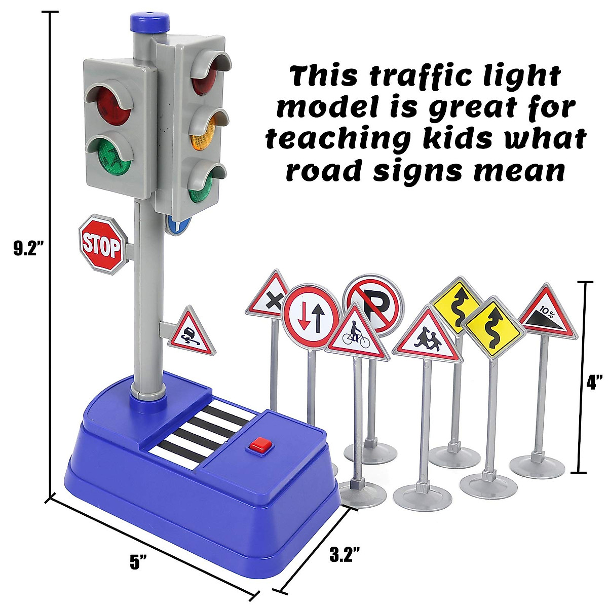 Kiddie Play Traffic Signs and Crosswalk Light Signal Toys for Kids (12pcs)