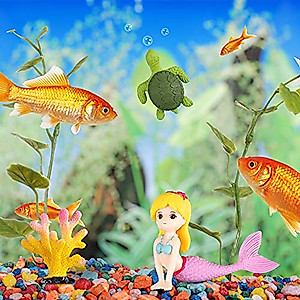 Aquarium Fish Tank Mermaid Ornament Miniature Mermaid Figurines with Simulated Seaweed for DIY Craft Aquarium Fish Tank Desk Accessories Decoration