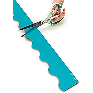 Teacher Created Resources Teal Scalloped Rolled Border Trim - 50ft - Decorate Bulletin Boards, Walls, Desks, Windows, Doors, Lockers, Schools, Classrooms, Homeschool & Offices
