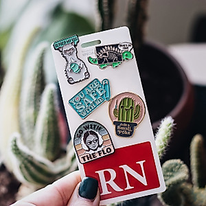 Just A Small Poke Cactus Enamel Badge Reel Pin | Cute Phlebotomy Nurse Doctor Healthcare Medical Gift