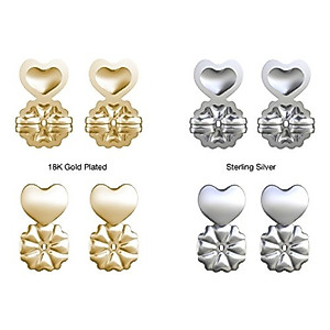Magic Bax Earring Lifters - 2 Pairs of Adjustable Hypoallergenic Earring Lifts (1 Pair of Sterling Silver Plated and 1 Pair of 18K Gold Plated) As Seen on TV