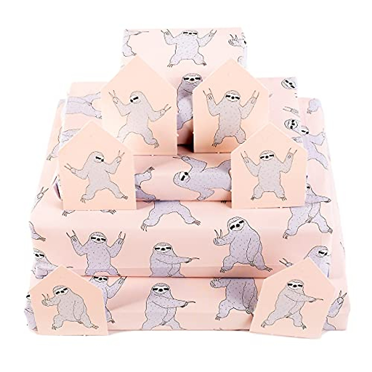 CENTRAL 23 - Cool Wrapping Paper for Boys - Dancing Sloths - Blue - 6 Gift Wrap Sheets - Men Women Girls Teenage - Recyclable