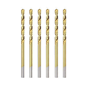 uxcell High Speed Steel Straight Shank Twist Drill Bit Fully Ground Titanium Coated 2.5mm Drill Diameter 57mm Total Length 25mm Drill Bit Length 6 Pcs