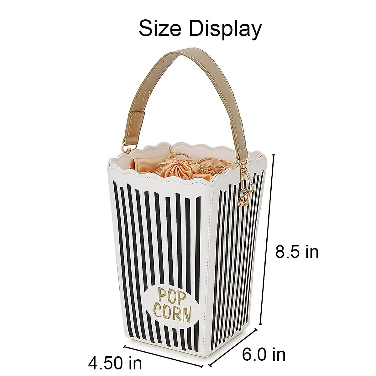 ENJOININ Novelty Fashion Women Crossbody Bag, Popcorn Box Style Clutch Bag for Girl Handbag Shoulder Bag Purse (Black B)