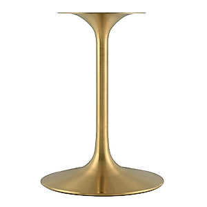 Modway Lippa 36" Mid-Century Dining Table with Round Artificial Marble Top in Gold White