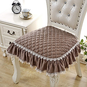 Ruffle Lace Chair Cushion,Polyester Kitchen Seat Pads,Luxury Not-Slip Seat Protector for Dining Chair Decor D 53x48cm(21x19inch)