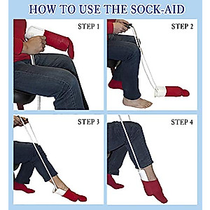 RMS Premium 7-Piece Hip Knee Replacement Kit with Leg Lifter, 19 and 32 inch Rotating Reacher Grabber, Long Handle Shoe Horn, Sock Aid, Dressing Stick, Bath Sponge - for Knee or Back Surgery Recovery