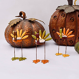Decorative Candle Holder Thanksgiving Turkey Decorations Set of 3, Metal Turkey Home Decor Accent Rustic Tealight Candle Holder Centerpiece for Dining Room Table, Coffee Table Decor