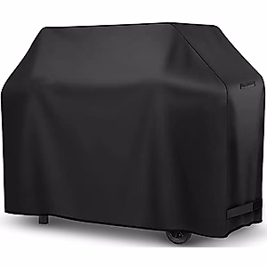 LyriFine 58inch Grill Cover, 600D Polyester Waterproof Heavy Duty Barbecue Gas Grill Cover, Special Fade & Weather Resistant, Outdoor BBQ Cover Fits Weber Char-Broil Nexgrill Brinkmann Grills, Black