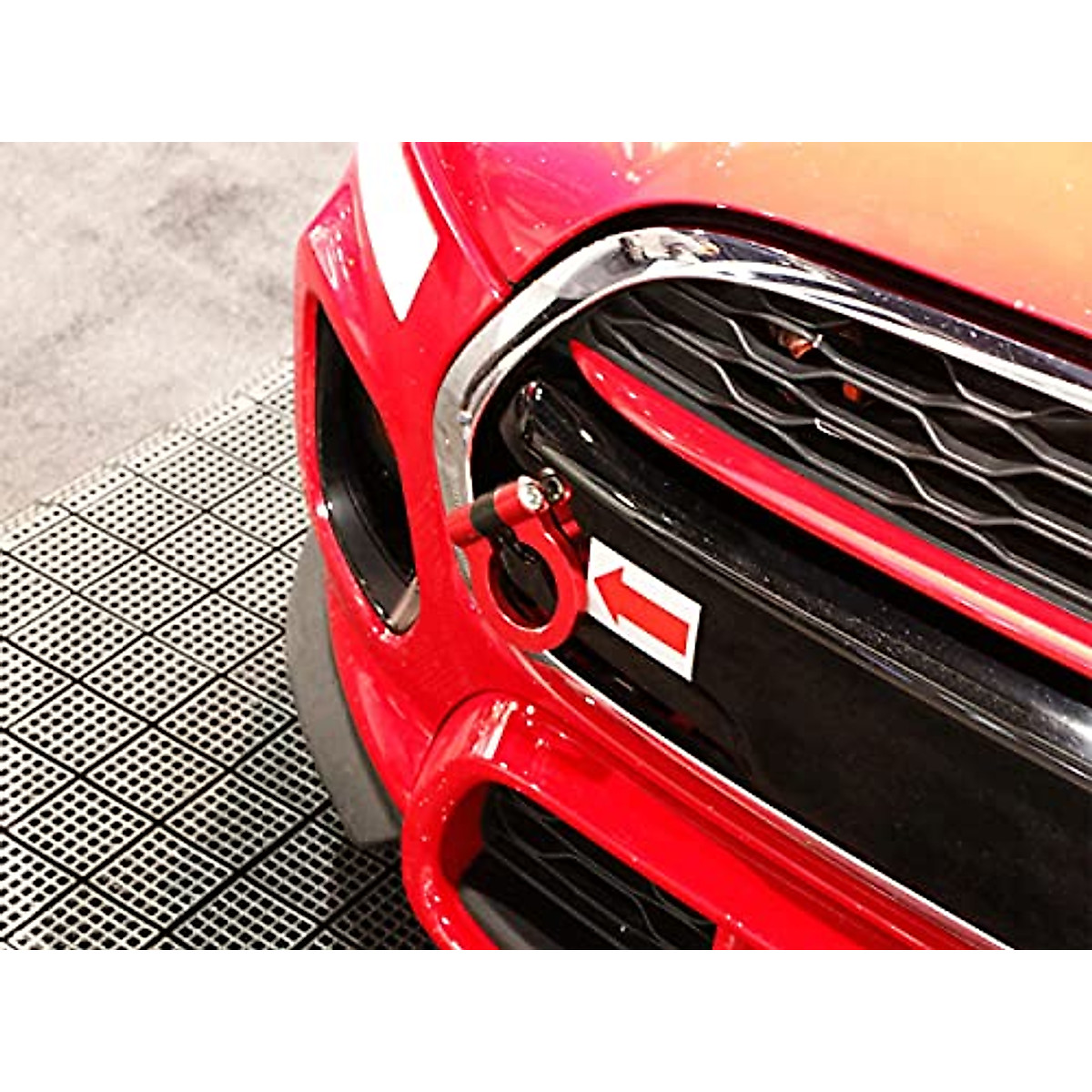 iJDMTOY Red Track Racing Style Tow Hook Ring Compatible with Mini Cooper (Gen1 R50 R51 R52 R53 R55 Gen2 R56 R57 R58 R59), Made of Lightweight Aluminum