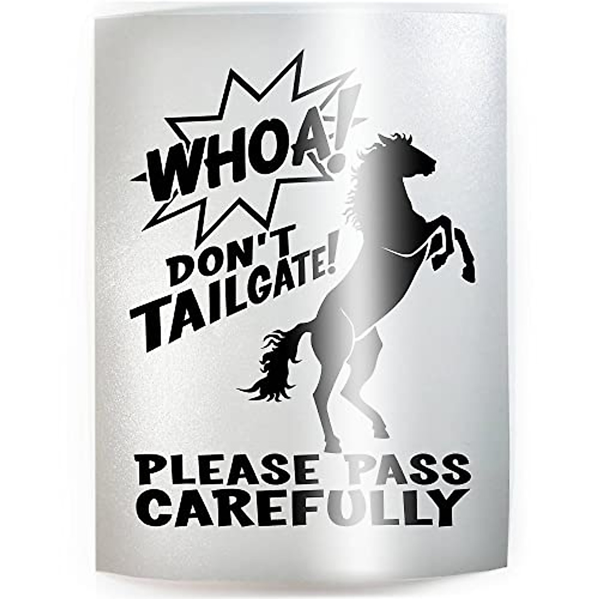 WHOA REARING HORSE TRAILER - PICK COLOR - Back Door Caution Sign Vinyl Decal Sticker A