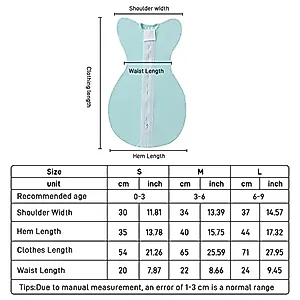 ZIGJOY Baby Wearable Blanket Newborn Swaddle with Arms Up Cotton Baby Sleep Bag with 2-Way Zipper 0.5 TOG Soft Transition Sleep Sack for Infant Boy Girl 3-6 Months Mint Green