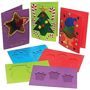 Baker Ross FE946 Christmas Aperture Greeting Cards - Pack of 15, Card Blanks for Card Making, Make Your Own Christmas Cards, Ideal for Kids Arts and Crafts Projects
