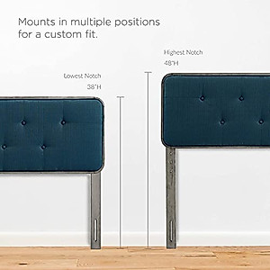 Modway Collins Tufted Fabric and Wood Full Headboard in Gray Azure