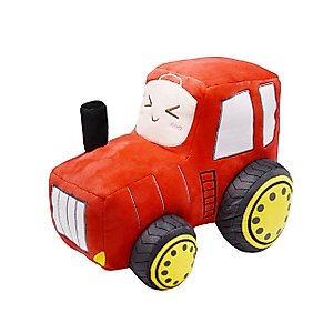 YONLIT Soft Plush Tractor Stuffed Truck Toy Super Cute Car Plushie Throw Pillow Excellent Gifts for Kids or Birthday Party 12 Inches (Red)