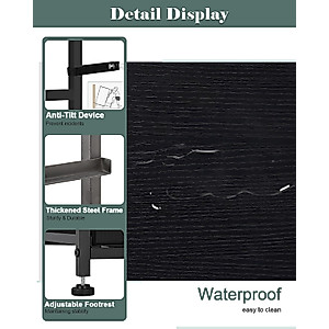 MOOACE Narrow Dresser Storage Tower, Slim Drawers Cabinet, Chest of 4 Fabric Drawers with Wood Shelf, Storage Dresser for Bedroom, Bathroom, Small Space, Closet, Laundry, Black