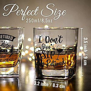 Onebttl Retirement Gifts for Women & Men, I Don't Give a Sip I'm Retired Whiskey Glass 8.5 oz (250 ml), Retired Gifts for Dad, Mom, Grandpa, Grandma, Teacher, Boss, Whiskey Retirement Gifts