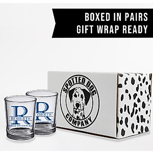 Spotted Dog Company Personalized Printed 2pk of two 2.5oz Shot Glasses, Halpert, Custom Name Initials Monogram Groomsmen and Bridesmaid Gifts Cute, 16 Colors