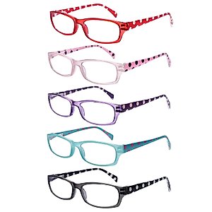 MAEOWN 5 Pack Reading Glasses for Women, Blue Light Blocking Computer Readers, Ease Blurry Vision Dry Eyes Anti UV Glare (Multicolor, 3.00, x)