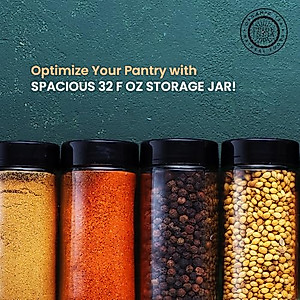 Pride Of India Large Clear Plastic Spice Jars w/Dual Sifter Cap | Food Grade BPA Free USA Made | 32 Fluid Ounce Capacity