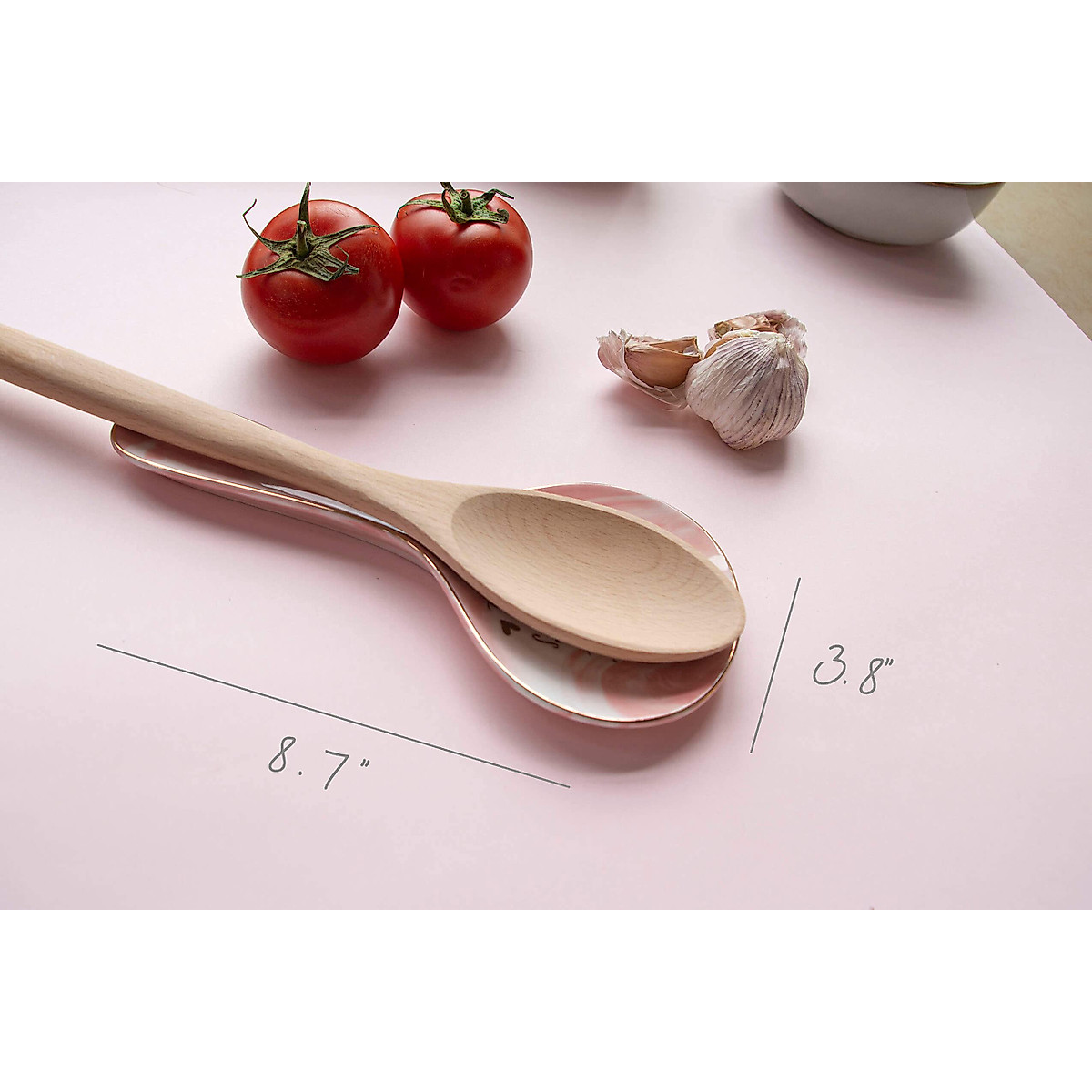 VILIGHT Mom's Gift for Her - Utensil Holder for Cooking Kitchen Accessories for Women - She Cooks As Good As She Looks Pink Marble Spoon Rest