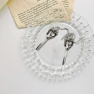 Hithop Halloween Jewelry Silver Crow Skull Earrings Charm Dangle Earrings Raven Earrings Bird Skull Jewelry Gothic Gift Set Punk Design