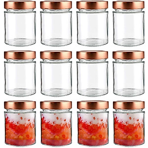 Yopay 12 Pack 6oz Glass Jars, Clear Round Candle Jars with Gold Lids, Empty Food Storage Containers, Canning Jar For Yogurt, Spice, Powder, Liquid
