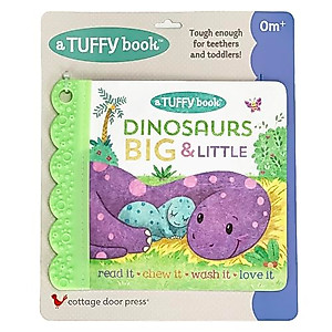 Tuffy Dinosaurs Big & Little Book - Washable, Chewable, Unrippable Pages With Hole For Stroller Or Toy Ring, Teether Tough, Ages 0-3 (Baby's Unrippable) (A Tuffy Book)