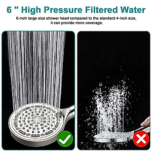 Single Handle Shower Faucet Set with Valve High Pressure 6 Inch with 6 Spray Modes Showerhead with Filters,Shower Head with Handheld, Shower Trim Kit Shower Fixtures,Brushed Nickel