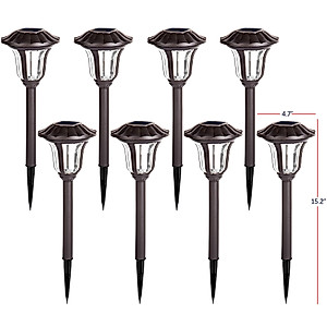 GIGALUMI Solar Pathway Lights, 8 Pack Bright Solar Garden Lights, Solar Powered Walkway Lights, Solar Lights Outdoor Waterproof Solar Path Lights for Yard, Patio, Driveway (Cold White)…