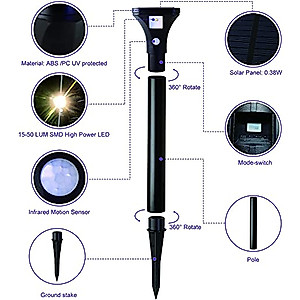 AURAXY LED Solar Powered Motion Sensor Pathway Lights, Battery Powered Outdoor Waterproof Motion Detector Walkway Light, Use for Your House's Yard Backyard Driveway Sidewalk Path Garden etc.(4 Pack)