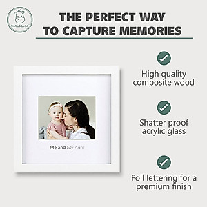 BabySquad Me and My Aunt Photo Frame, 7 x 7 (INCHES), Sawtooth Hanger + Kickstand, Aunt Gifts, Handcrafted White Wooden Photo Frame, Keepsake Gift