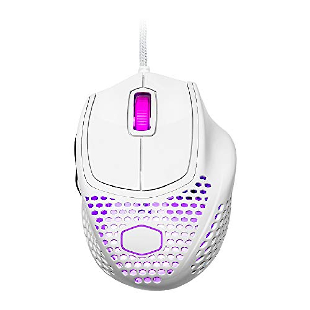 Cooler Master MM720 White Glossy Lightweight Gaming Mouse with Ultraweave Cable, 16000 DPI Optical Sensor, RGB and Unique Claw Grip Shape