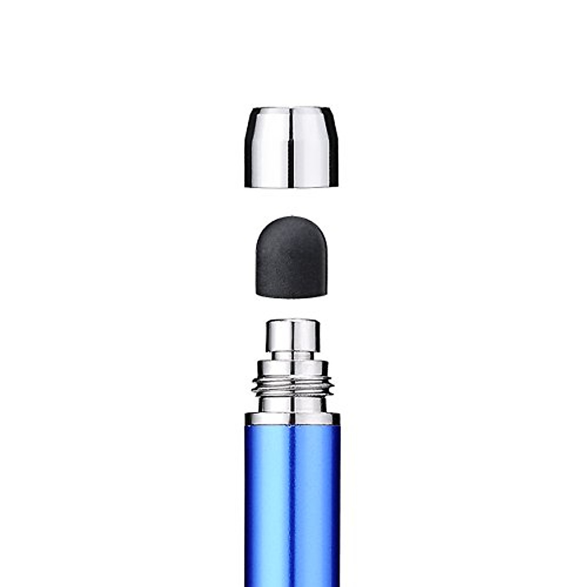 CCIVV 3 Pcs Stylus Pens for Touch Screens [0.24-inch Tip Series] + 12 Extra Replaceable Rubber Tips (Black/Silver/Dark Blue)