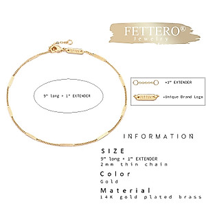 Fettero Anklet Bracelets for Women Gold Plated Dainty Waterproof Anklet Adjustable Delicate Beach Anklet Jewelry Beaded Ball Tennis Link Anklet Summer Boho Beach Foot Jewelry for Women Gifts