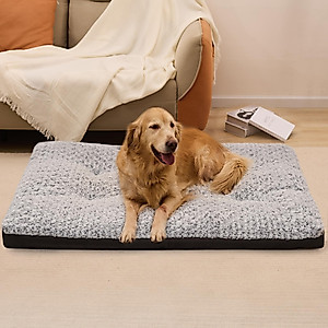 IHINIRE Washable Dog Crate Bed Deluxe Plush Dog Beds Reversible All-Seasons Bed Pet Sleeping Mattress for Large, Medium Dogs